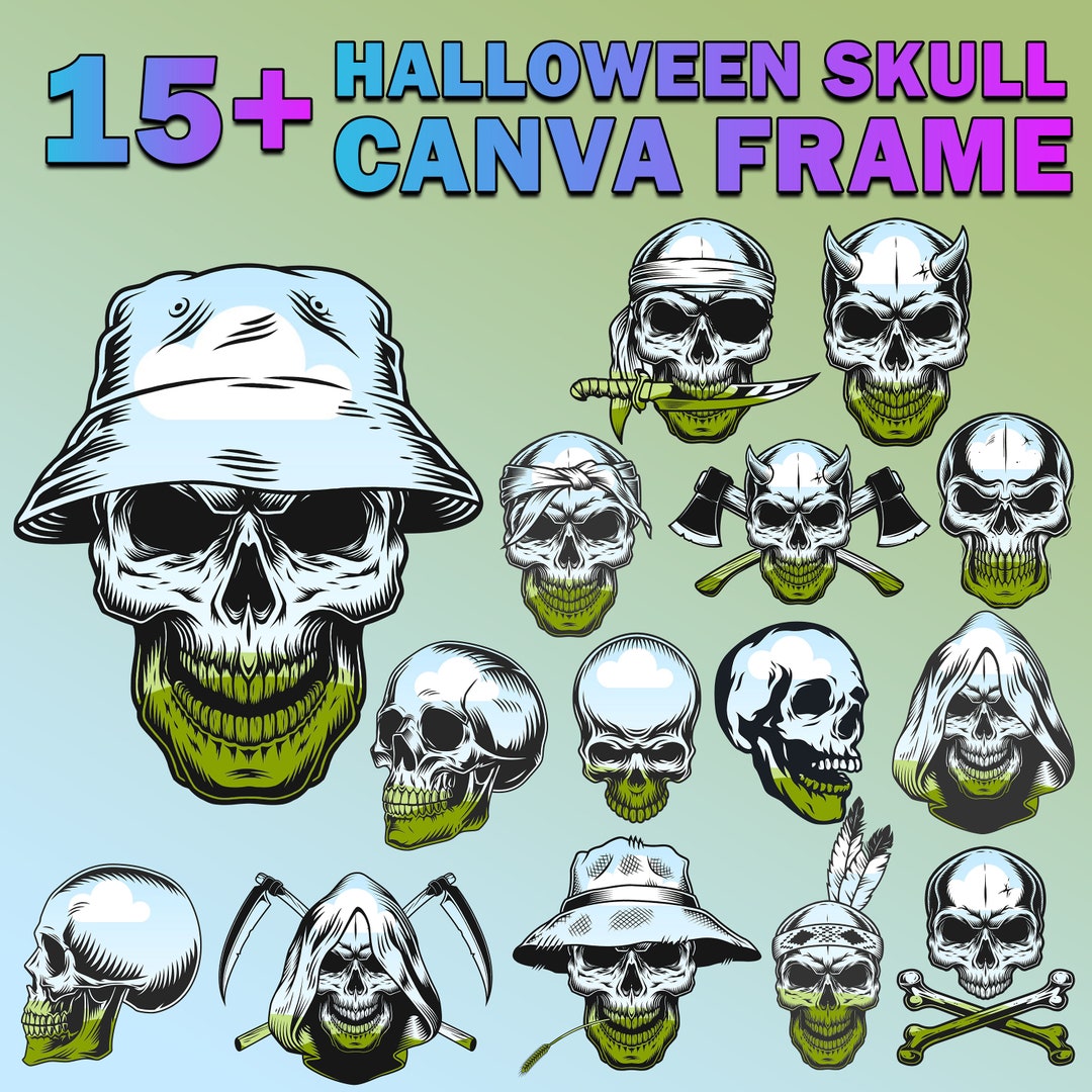 15 Canva Halloween Skull Template | Spooky Skull Head Drag and Drop ...