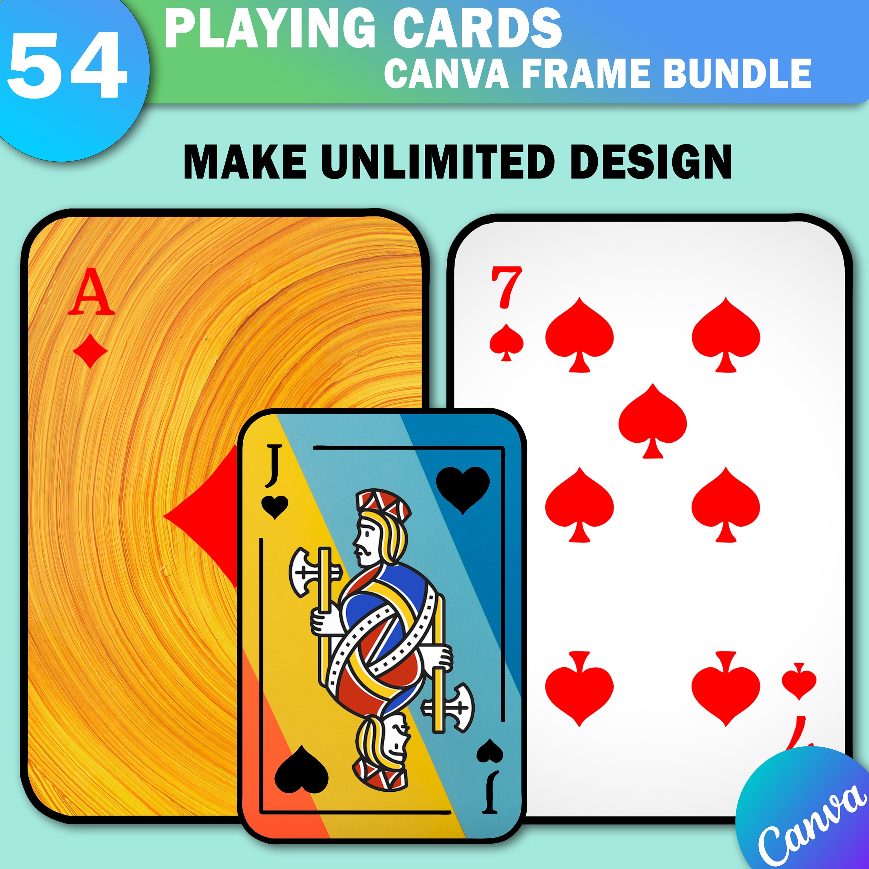 Design Your Own Ace Playing Cards on CANVA Bundle, Easy Drag and Drop ...