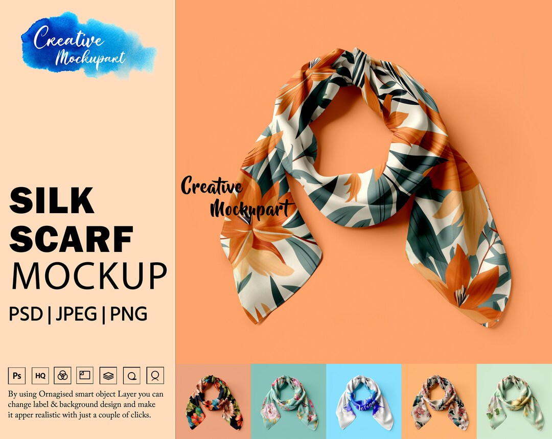 Silk Scarf Mockup | Wrapped Silk Scarf Mockup Vol3 | Dye Sublimation ...