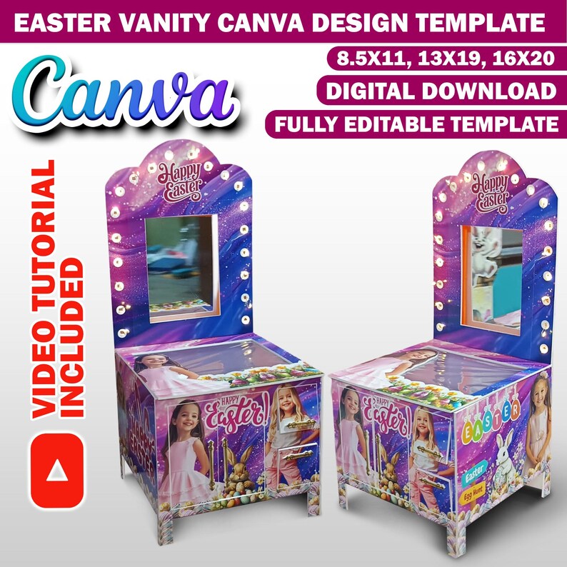 Easter Vanity Gift Box Canva Template, Foam Board Easter Basket Gift ...