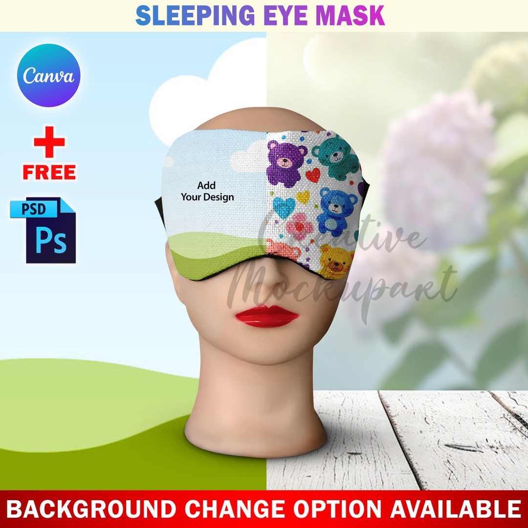 Canva Sleeping Eye Mask Mockup for Sublimation , Linen Eye Mask Mockup ...