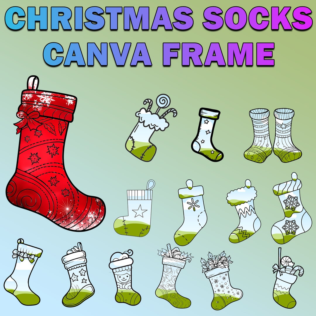 20 Custom Christmas Socks Canva Frame Template Make Your Own Holiday ...