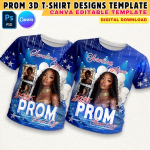 Prom 3D Shirt Design, Blue & Silver T-shirt Design Template, 32x27 Inch ...