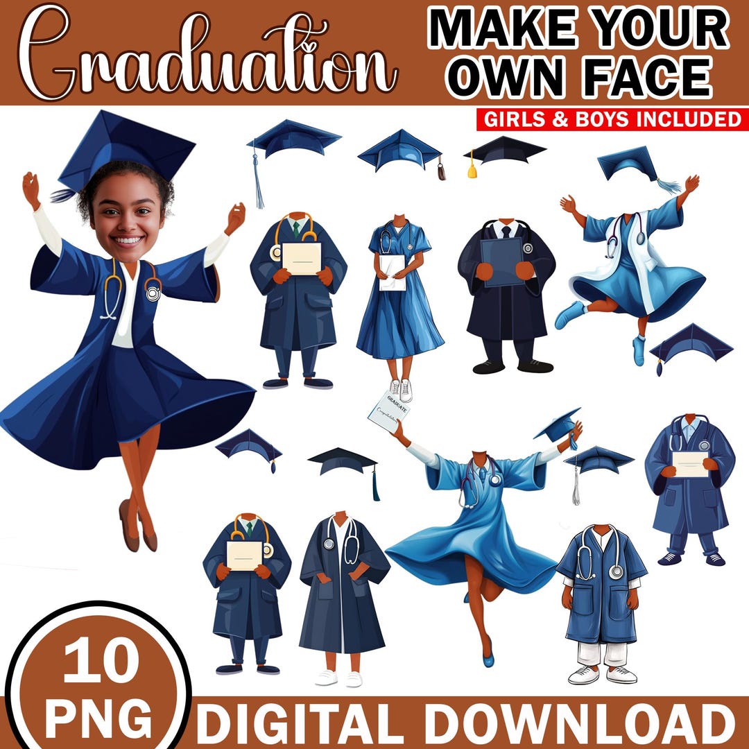 DIY Yourself Afro American Nursing Graduate PNG, Graduation Add Your ...