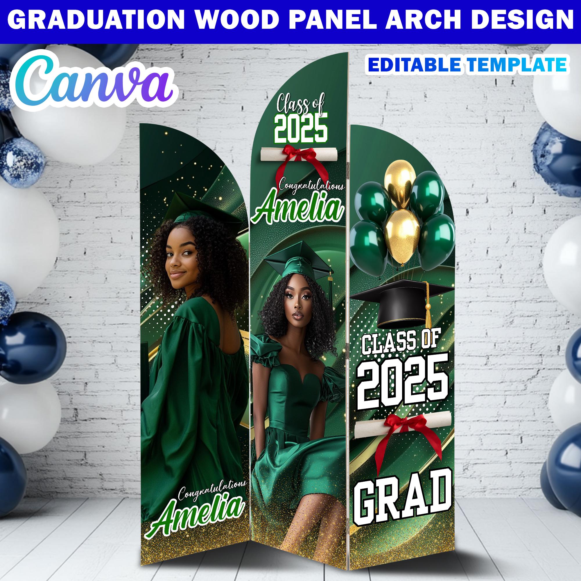 Graduation Wooden Arch Panel Design Canva Backdrop Template, Editable ...