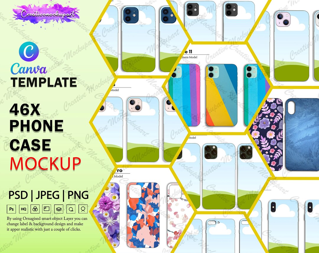 Phone Case Canva Frame Mockup, DYE Sublimation Phone Case Canva ...