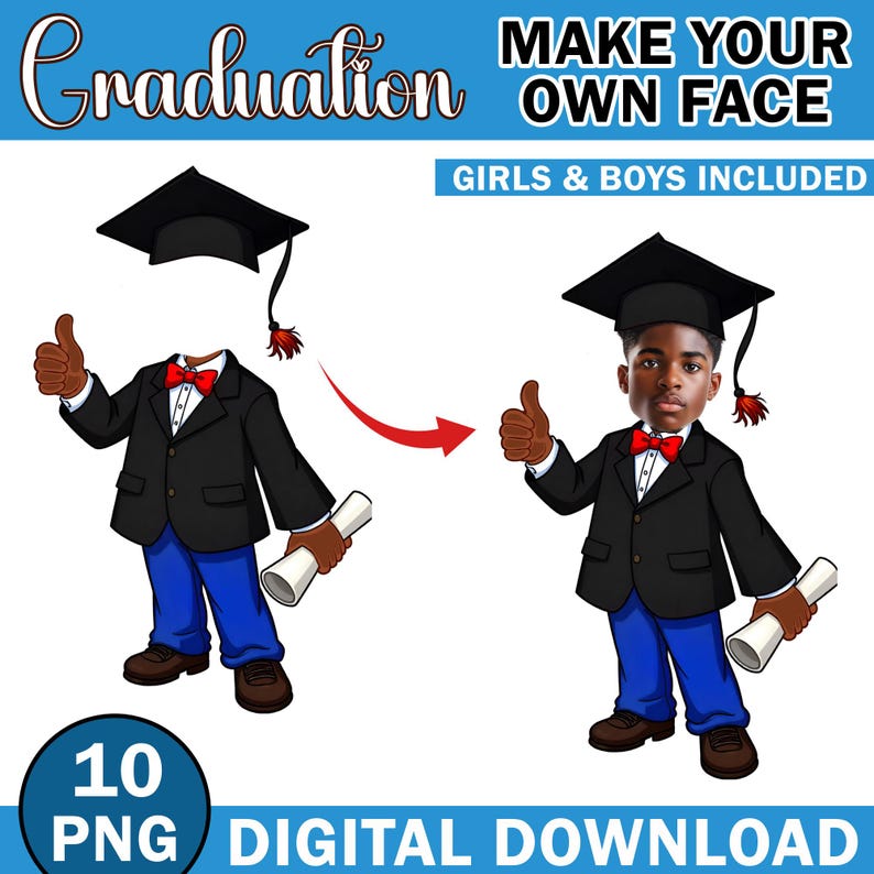 Afro American DIY Graduate Yourself PNG, Graduation Add Your Own Photo ...