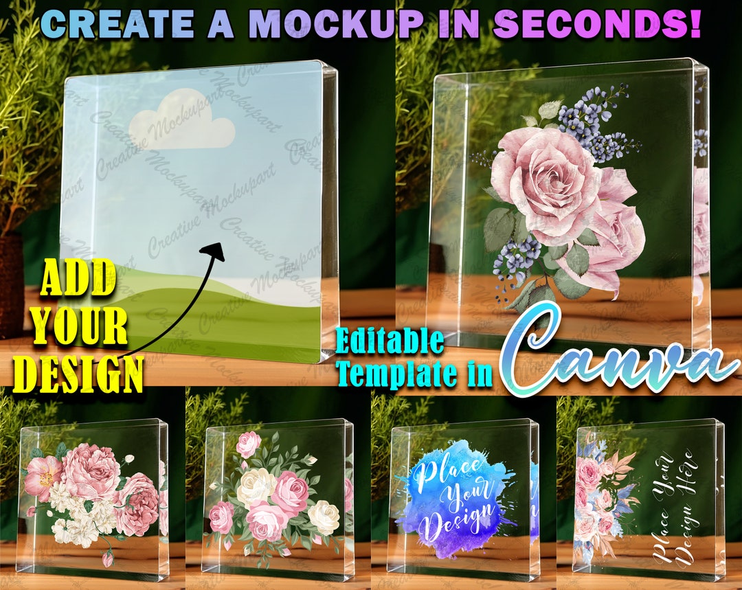 Canva Frame 8" Square Acrylic Plaque Mockup for Dye Sublimation/vinyl ...