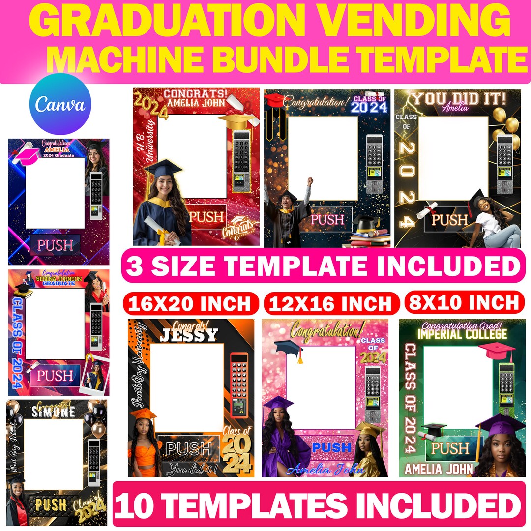 Canva Graduation Vending Machine Template Bundle, DIY, 8x10, 12X16 ...