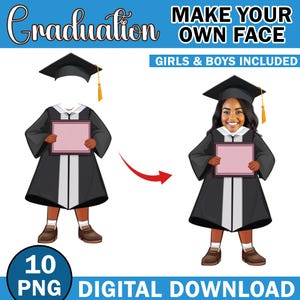 Afro American DIY Graduate Yourself PNG, Graduation Add Your Own Photo ...