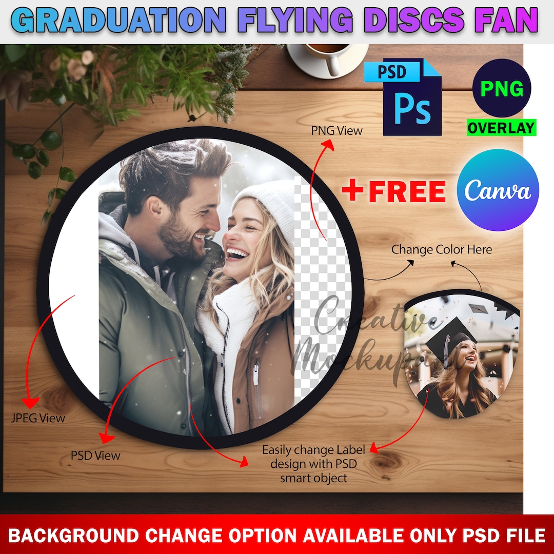 Dye Sublimation Foldable Fan With Pouch Mockup, Graduation Flying Discs ...