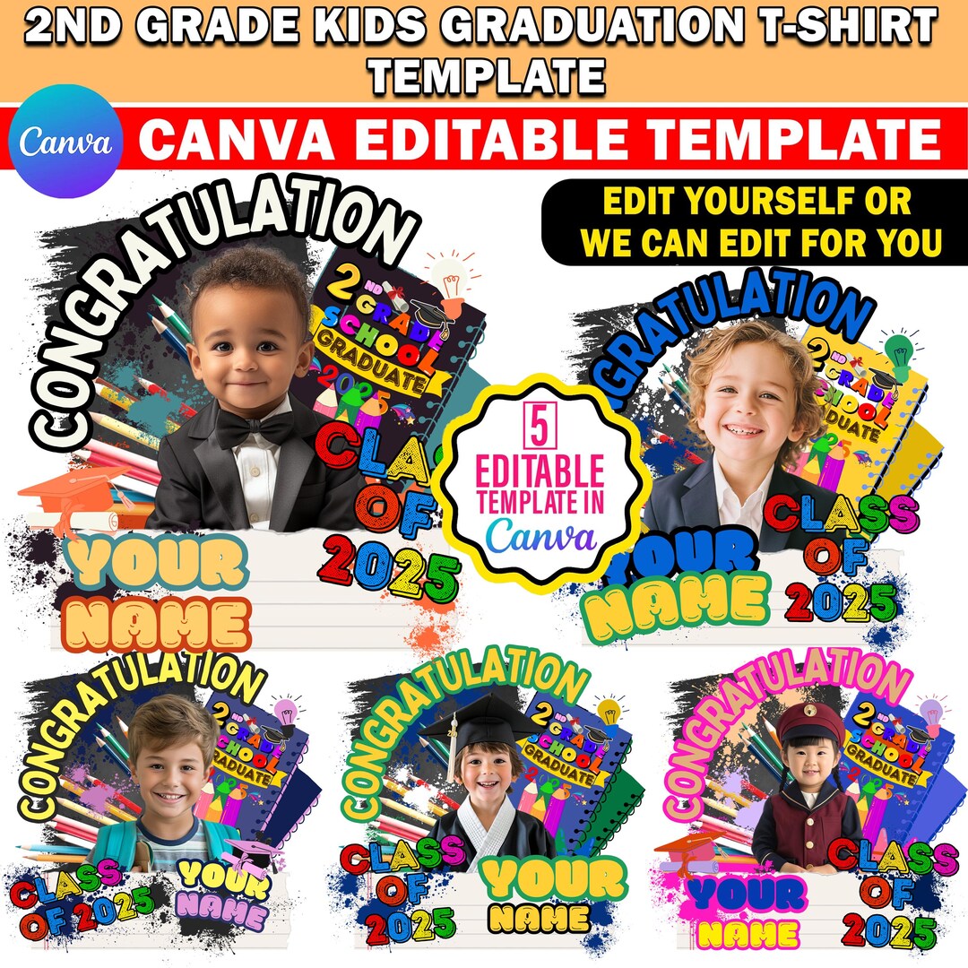 2nd Grade Graduation Template, Grad Flyer, T-shirt Design, Grad Fan ...