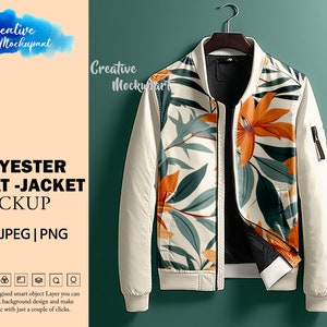Polyester Coat Jacket Mockup | Bomber Jacket Mockup | Change Background ...