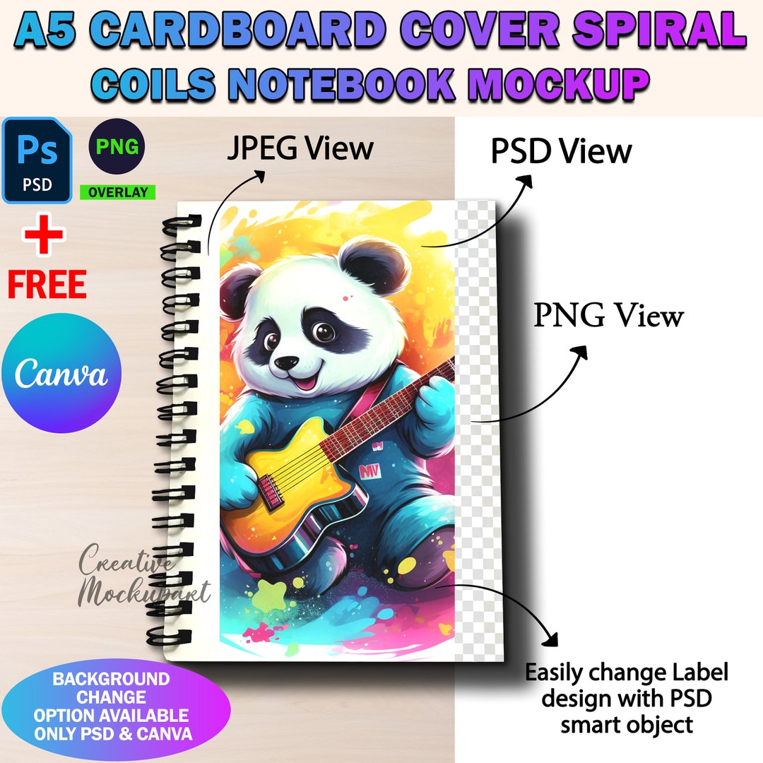 Dye Sublimation A5 Cardboard Cover Spiral Coils Notebook Mockup, A5 ...