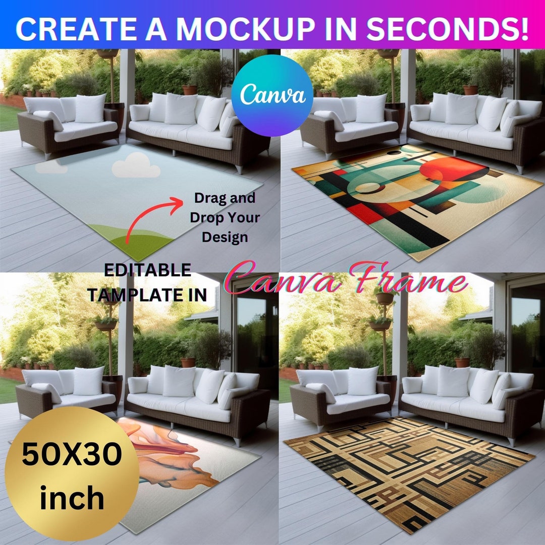 Canva Frame 50x30 Inch Outdoor Rug Mockup Outdoor Carpet Mockup Canva ...