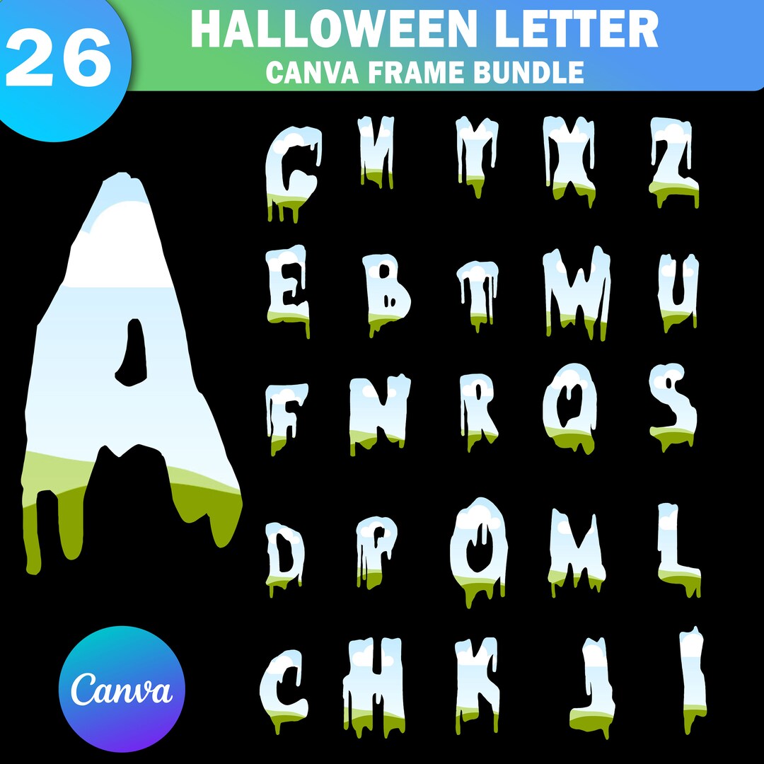 Canva Halloween Horror Letters Frame Make Your Own - Etsy