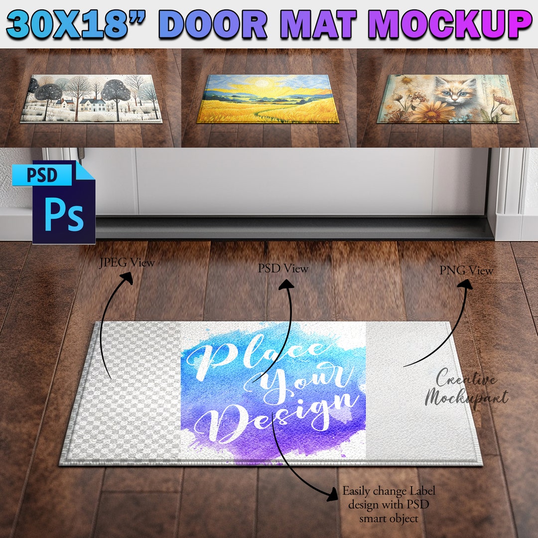 30x18 Inch Door Mat Mockup | Indoor Rug Mockup, Entryway Mat Mockup ...