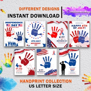 4th of July Handprint Footprint Art Crafts Bundle Patriotic Crafts ...