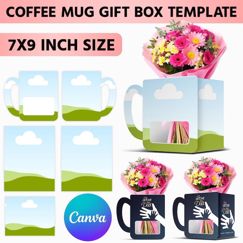 Mug Box Template - Etsy