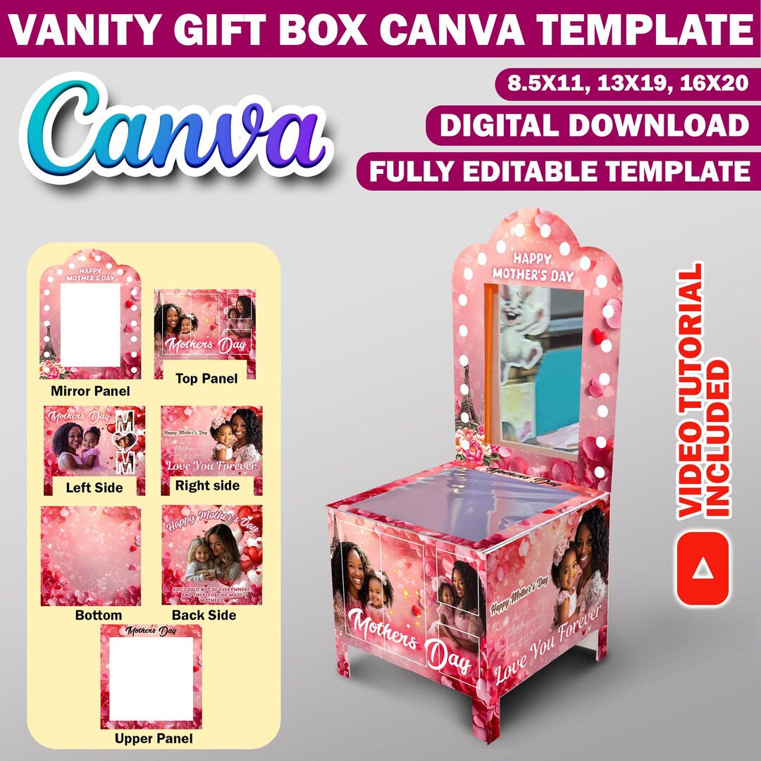 Mothers Day Vanity Gift Box Canva Design Template, DIY Foam Board ...