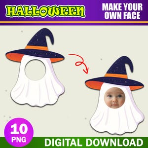 10x Halloween Add Your Own Photo Picture PNG Bundle, Bat Boo Cute Ghost ...