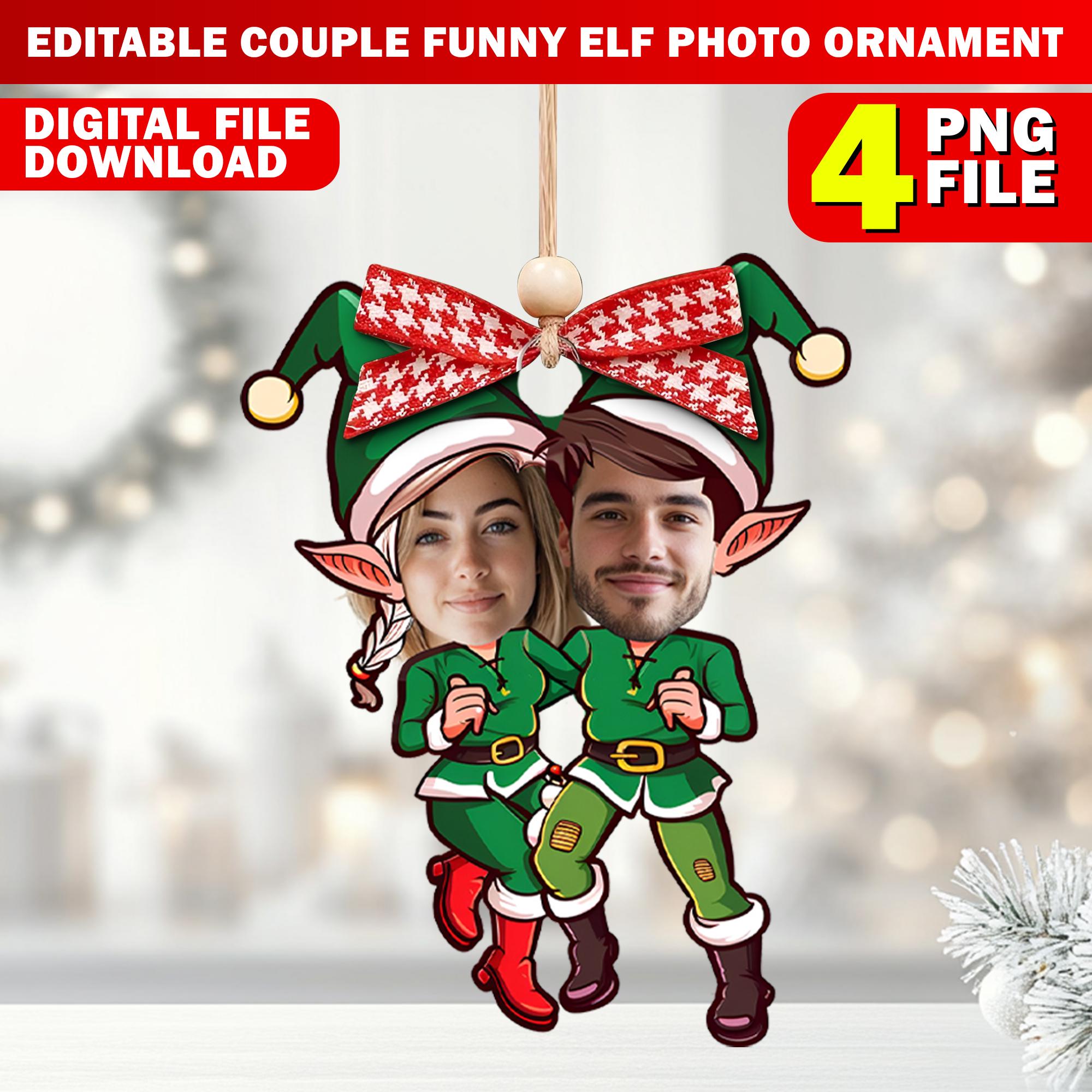 Christmas Add Your Own Personalized Couple Funny Elf Photo Ornament ...