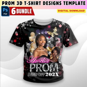 6x PSD Viral Prom 3D Shirt Design Bundle, Prom T-shirt Design Templates ...