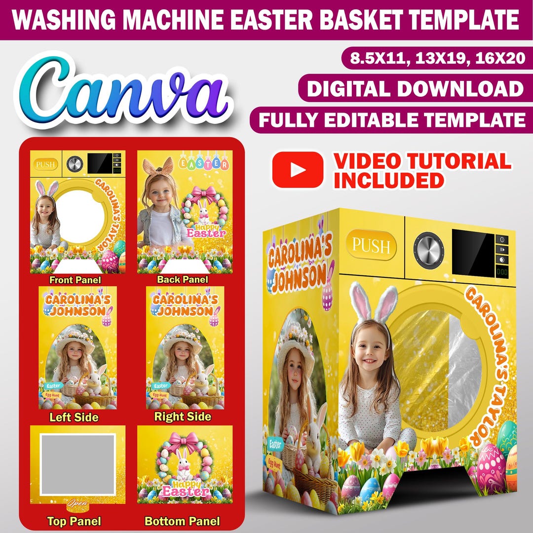 Washing Machine Gift Box Canva Design Template, Foam Board Easter ...