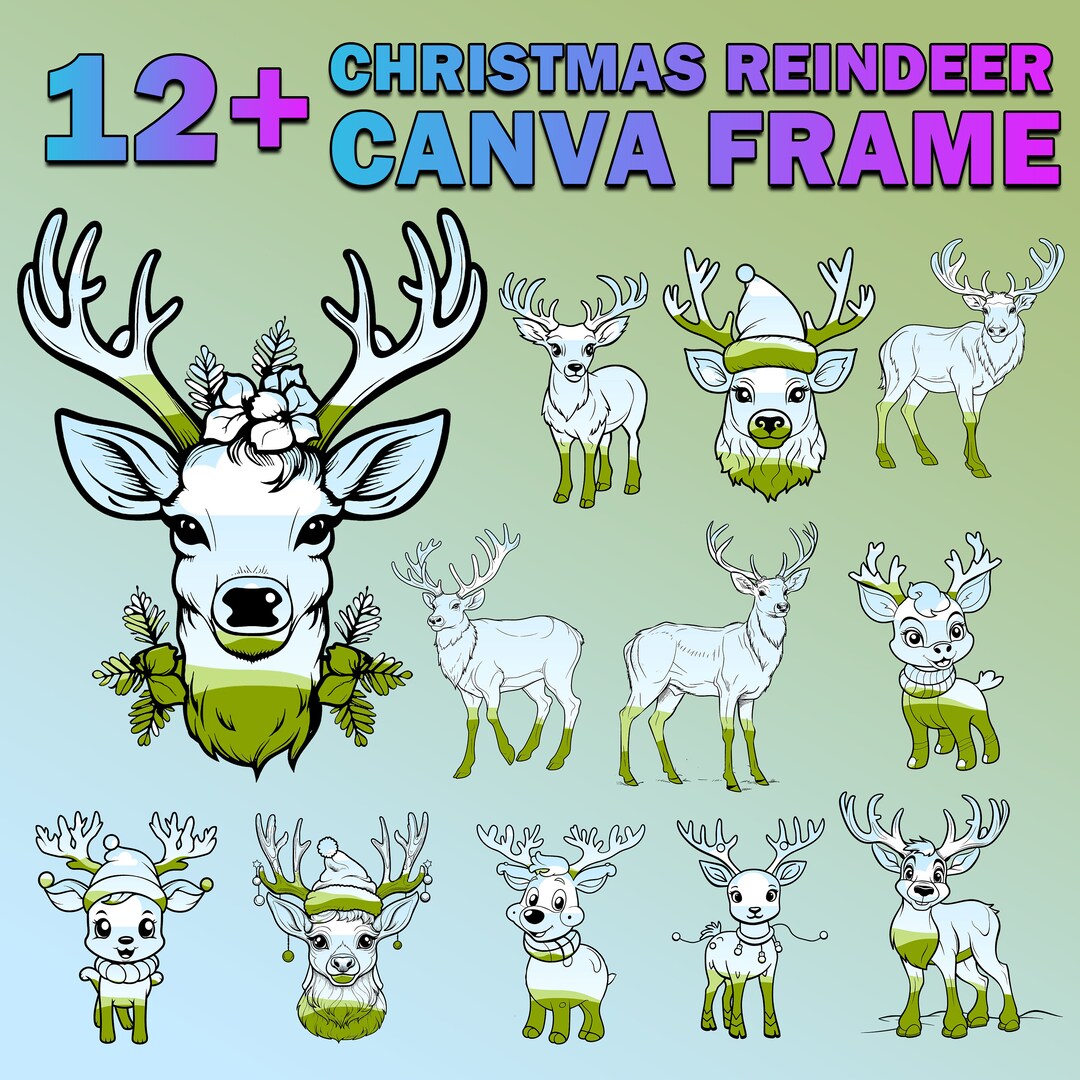 12 Canva Frame Christmas Reindeer Template, Make Your Own Holiday ...