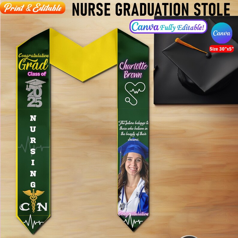 Nurse Graduation Stole for Nursing Class of 2025, Graduation Stole Sash ...