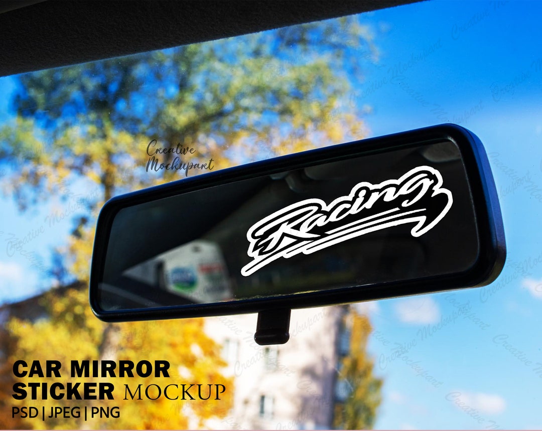 Car Rearview Mirror Mockup Car Sticker Mockup for Mirror stock ...
