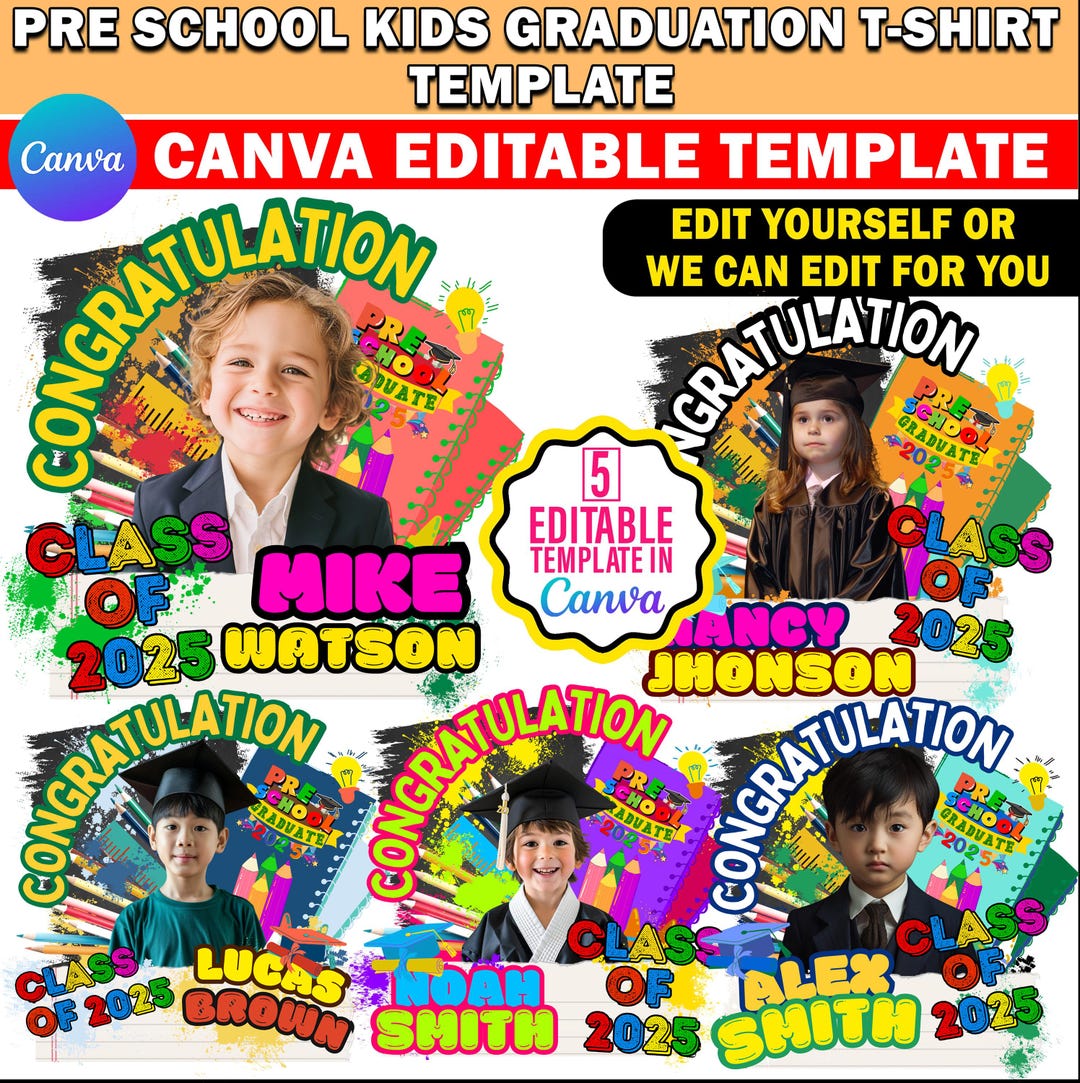 Pre School Graduation Template, Class of 2025 Digital Download, Grad ...