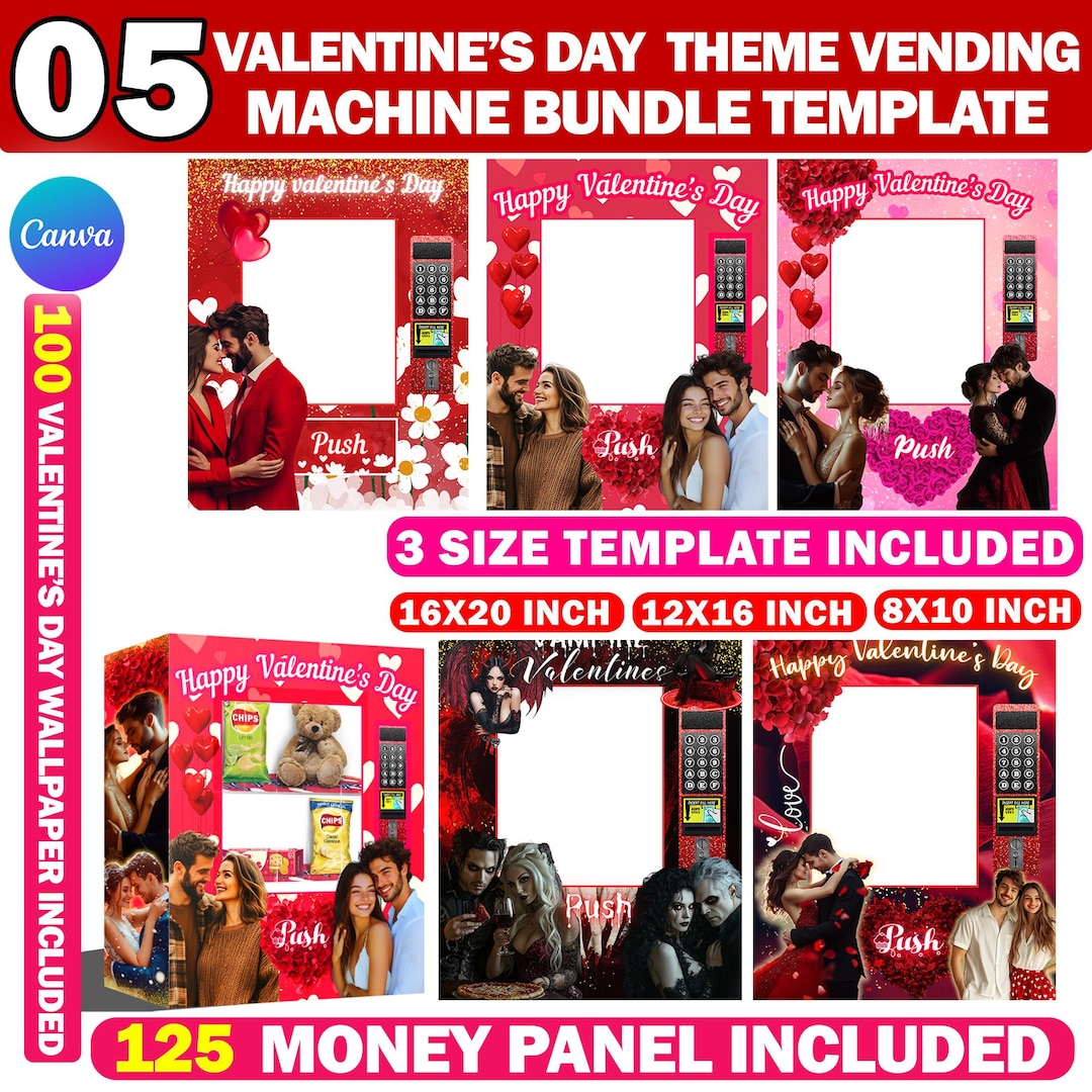 Valentine’s Day Vending Machine Template Bundle, 8x10, 12x16, 16x20 ...