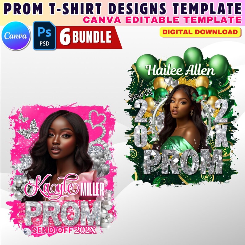 6x Viral Prom DTF Shirt Design Bundle, Prom T-shirt Design Canva, PSD ...