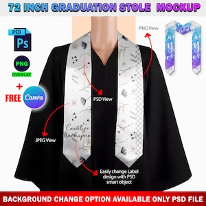Dye Sublimation 72 Inch Graduation Stole Mockup, Insert Design, Change ...