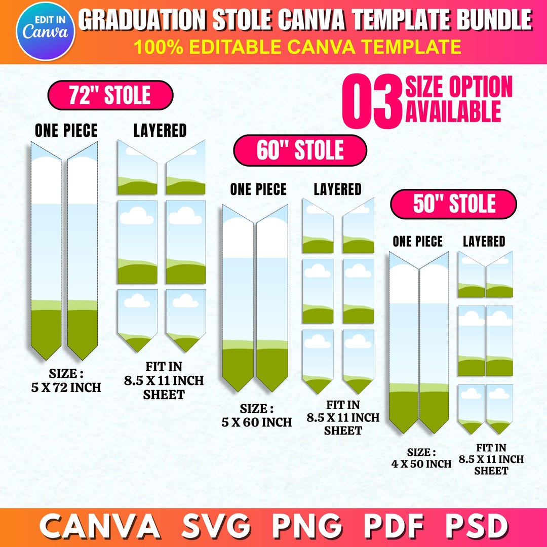 2026 Graduation Stole Canva Frame Template, Editable Senior Sash ...
