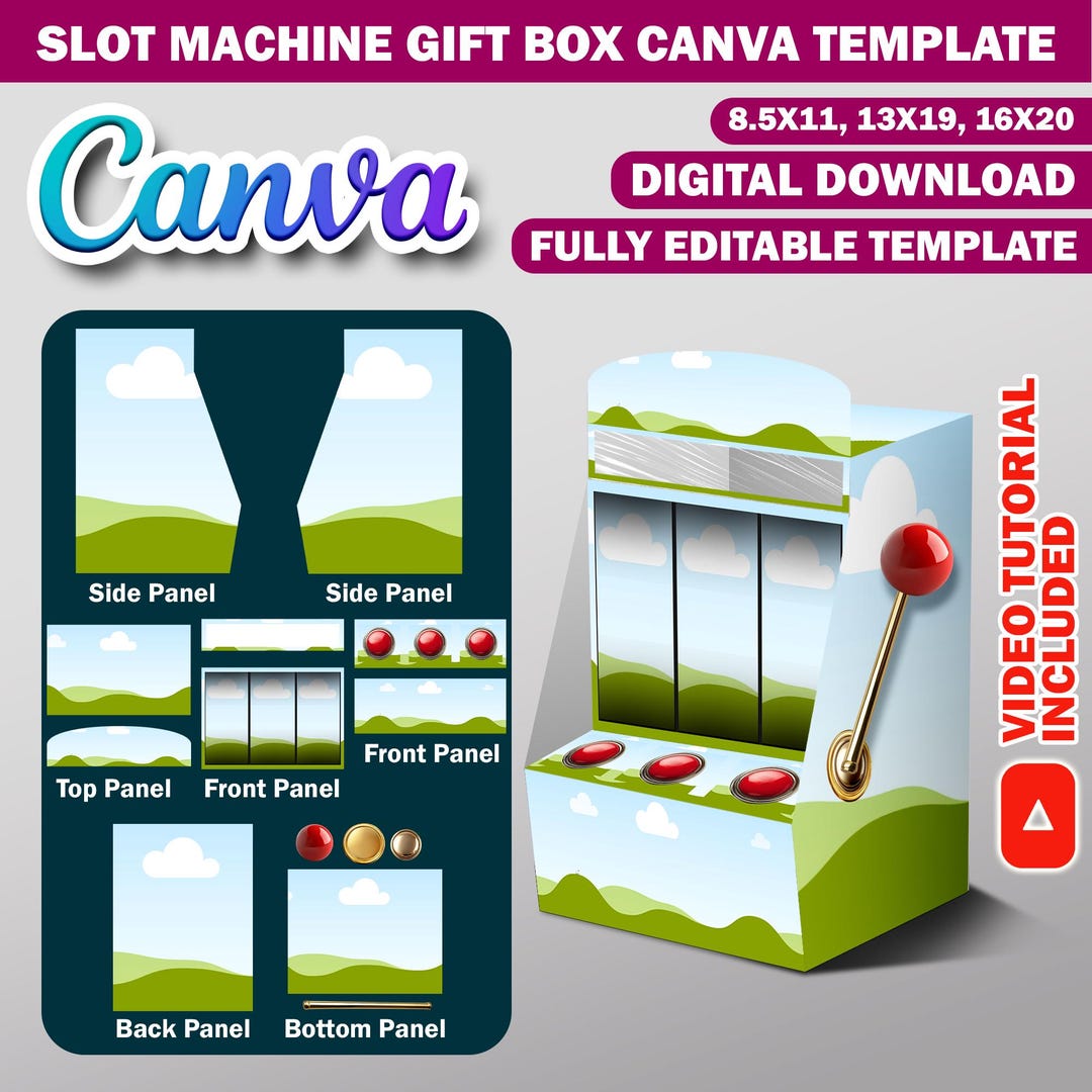 Slot Machine Gift Box Canva Template, Foam Board Trendy Gift Box ...