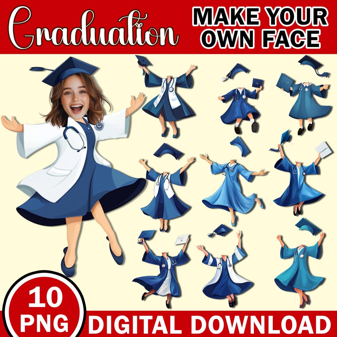 DIY Nurse Graduate Yourself PNG, Graduation Add Your Own Photo Face ...