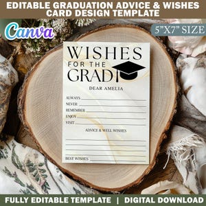 Printable Graduation Advice & Wishes Card Design Template, Editable ...