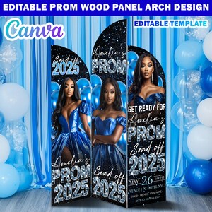 Prom Wooden Arch Panel Design Canva Backdrop Template, Editable Blue ...