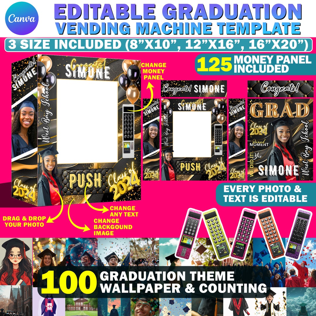 Canva Graduation Vending Machine Template, Senior DIY Graduation Gift ...