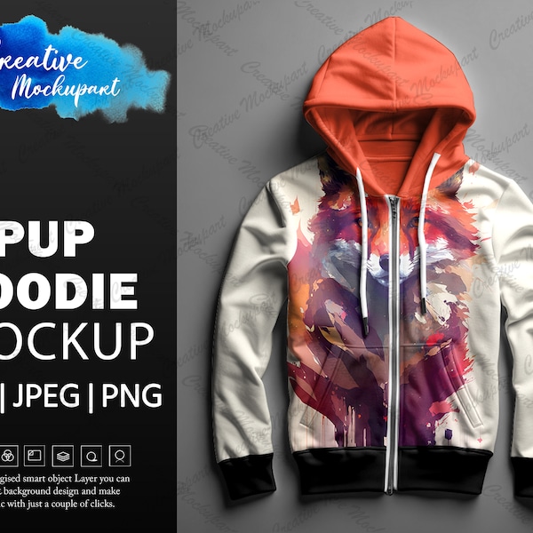 Zip up Hoodie Mockup - Etsy