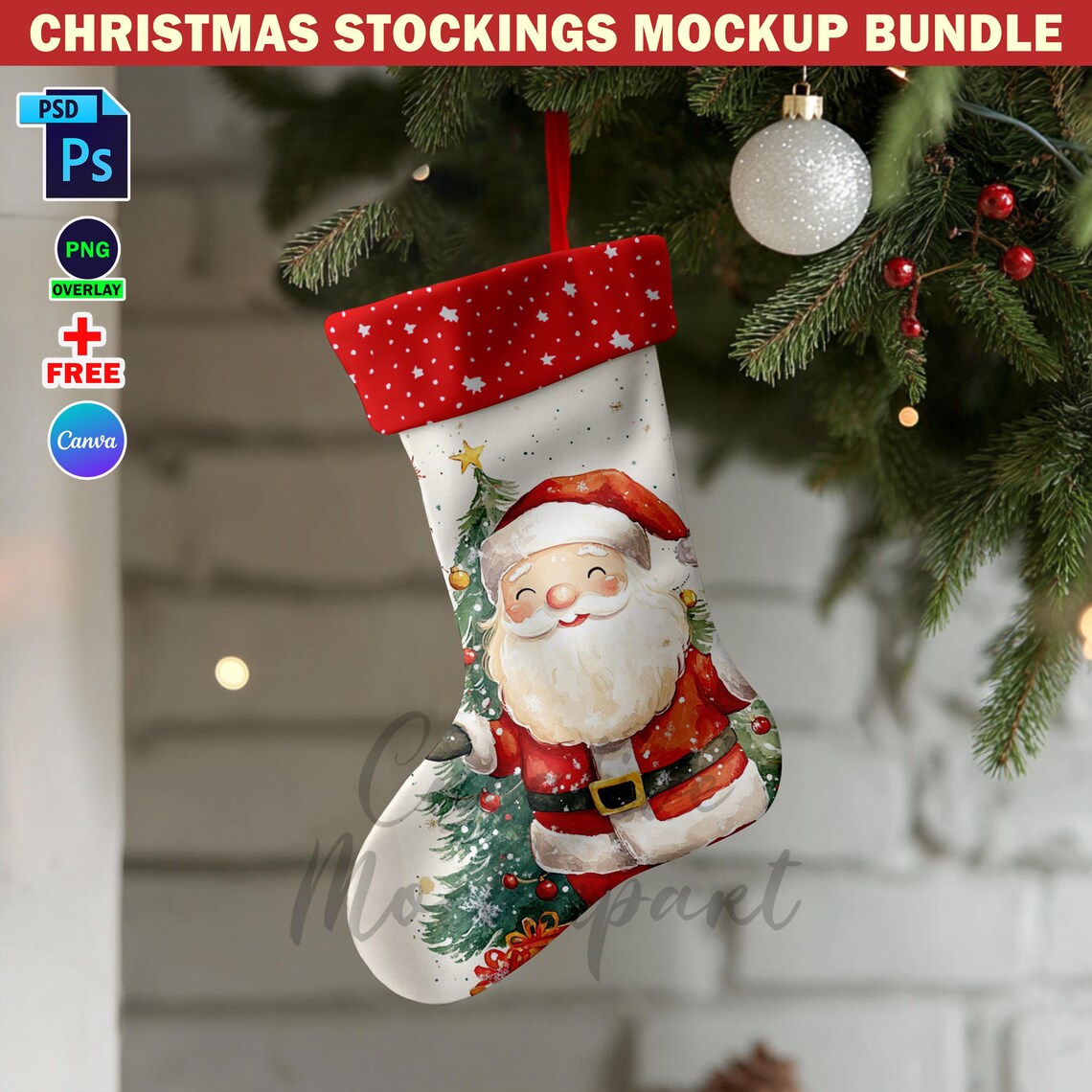 20x PSD Christmas Stocking Mockups Bundle, DIY Holiday Stocking Drag ...