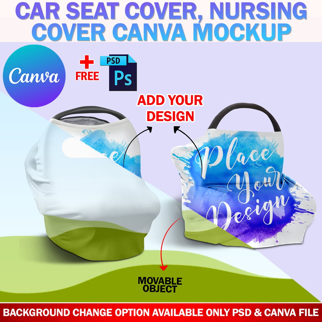 Canva Car Seat Cover Mockup, Nursing Cover Mockup, Baby Car Seat Cover ...