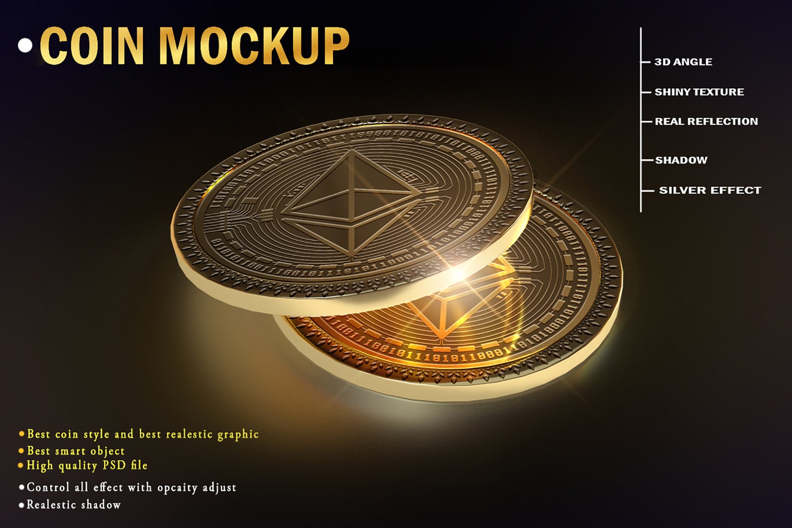 Coin Mockup - Gold/silver/bitcoin/litecoin/eethereum Mockup |add Your ...