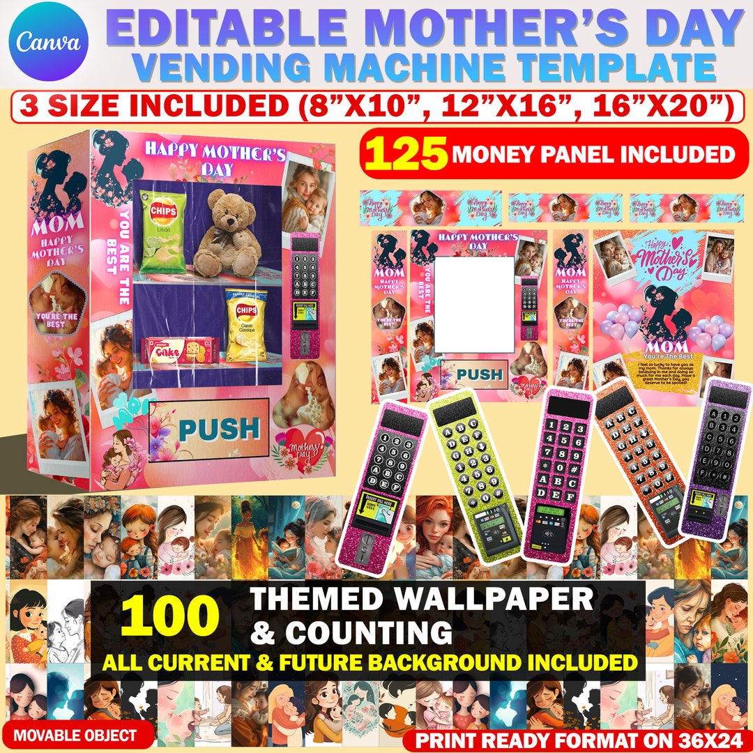 Mother's Day Vending Machine Template, Pink Theme Vending Machine ...