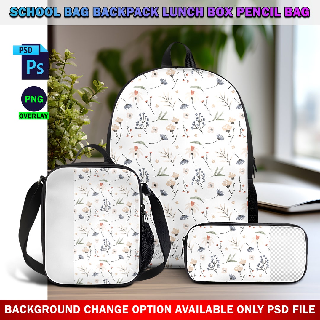 DYE Sublimation School Bag Kit Mockup, Backpack Mockup, Lunch Box/bag ...