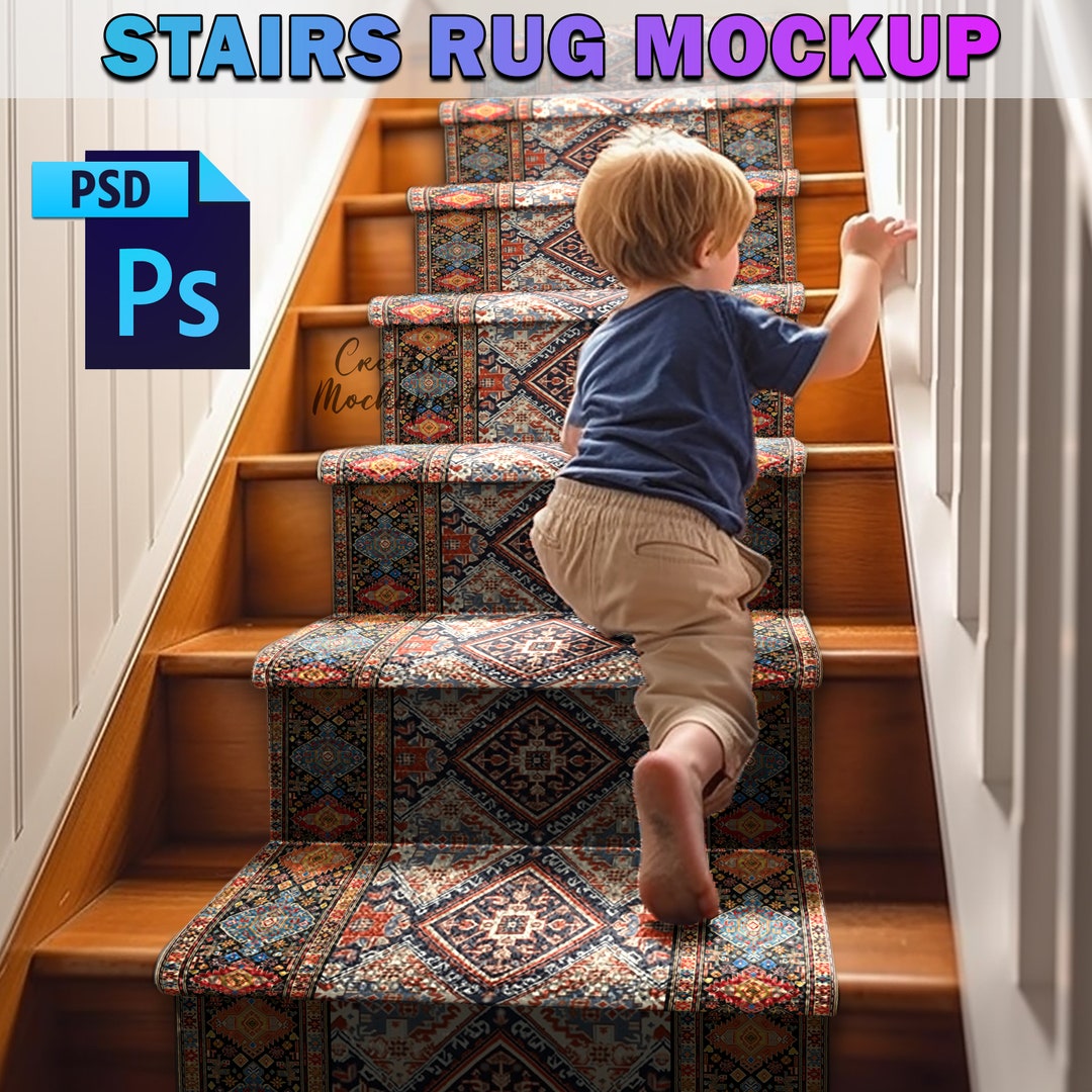 Stairs Rug Mockup | Step Rugs Mockup, Stair Mat Mockup, Stair Decor ...