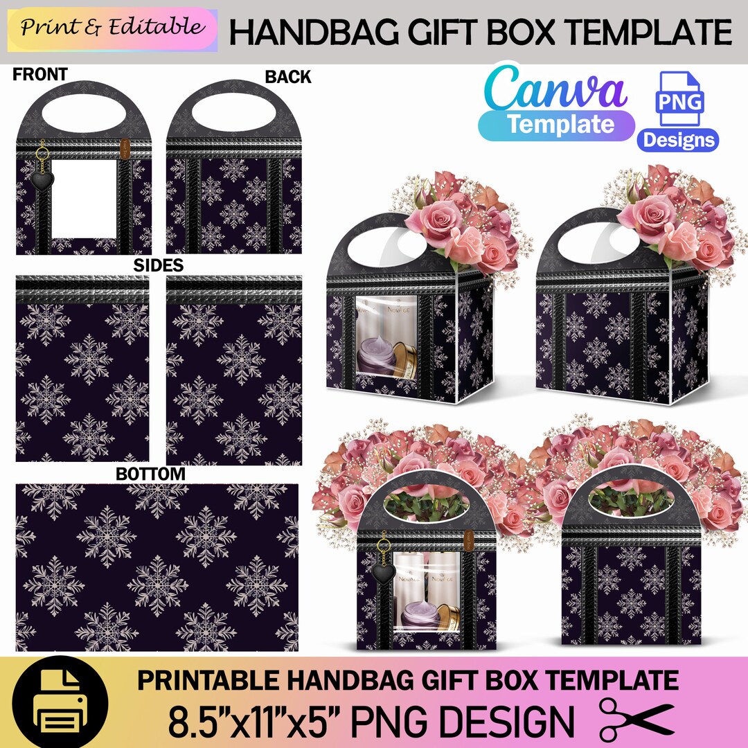 Editable 8.5x11 Luxury Bag Gift Box Template, Canva Digital File ONLY ...