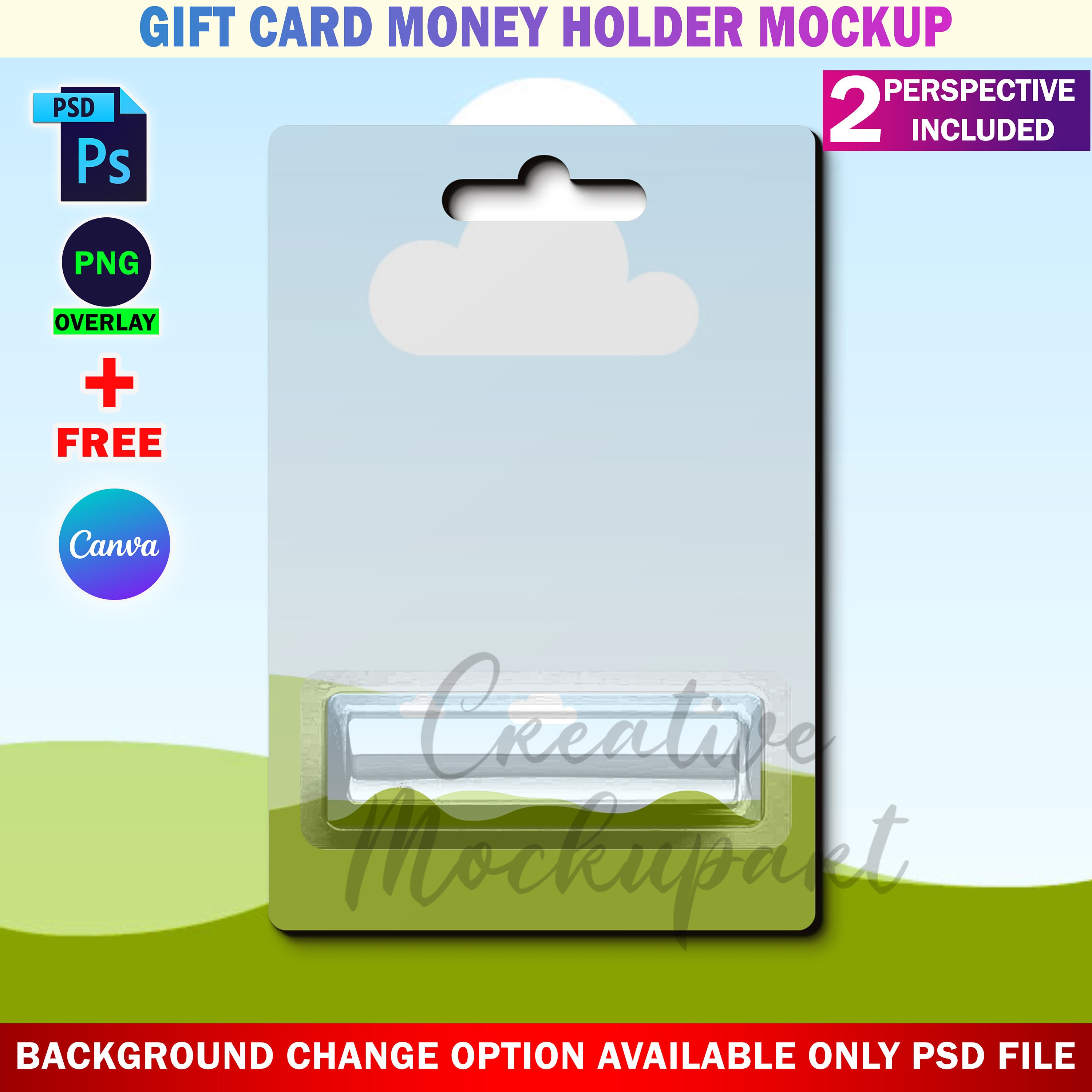 Dye Sublimation Gift Card Money Holder Mockup, 4x6in Money Card Mockup ...